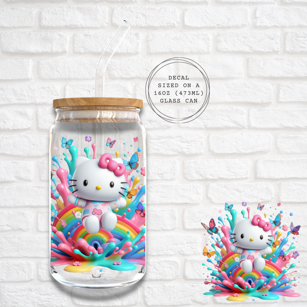 HELLO KITTY RAINBOWS AND BUTTERFLIES PAINT SPLASH - UV DTF DECAL – S ...